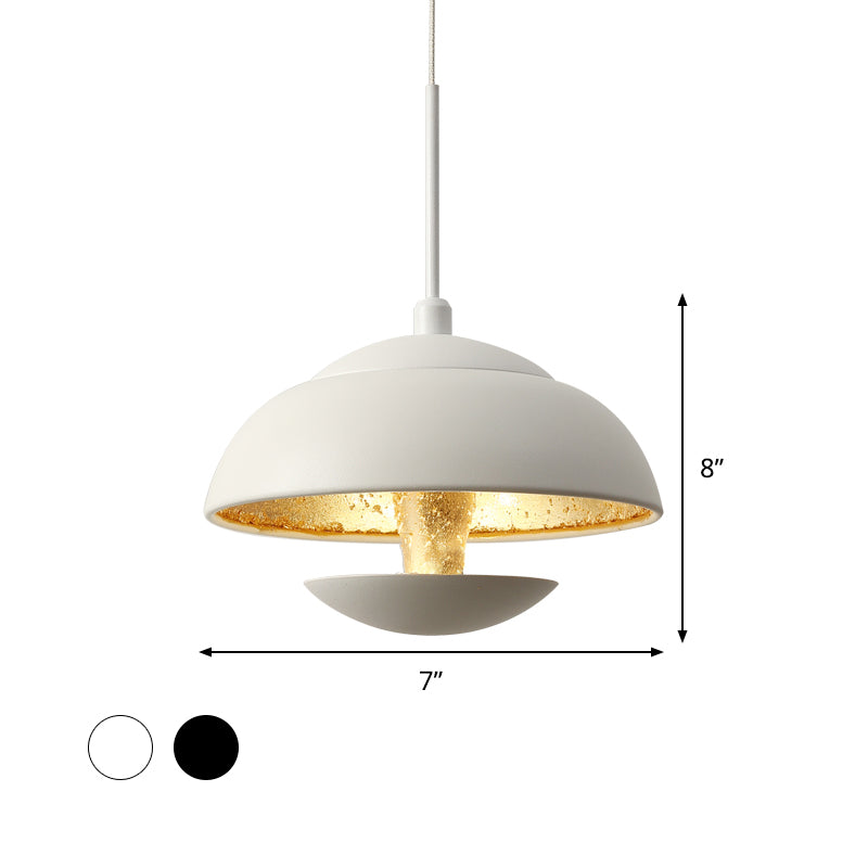 Nordic Bowled Iron Pendant Lamp LED Hanging Light Fixture in Black ...