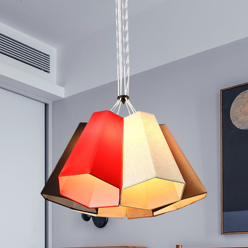 Ridged Conical Loft House Hanging Light Fabric 6 Heads Modern Stylish ...