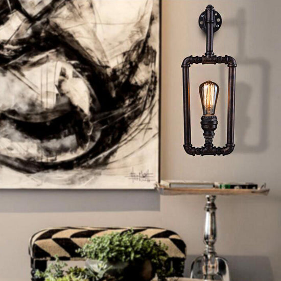 Rectangle Metallic Wall Lamp with Water Pipe Industrial 1 Light Living ...