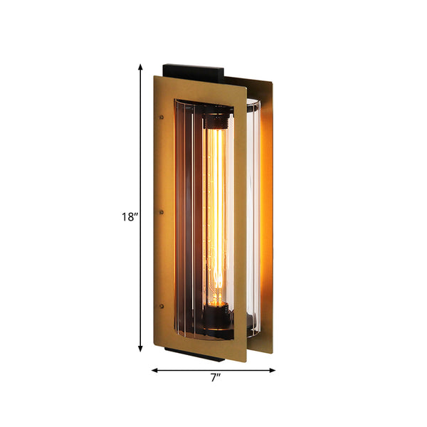 Column Bedroom Wall Light Sconce Colonialist Clear Glass 1-Head Gold ...