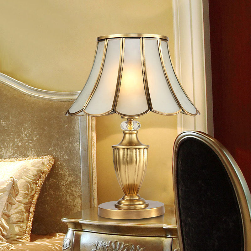 Minimalist Scalloped Night Lighting 1 Head Frosted Glass Nightstand ...