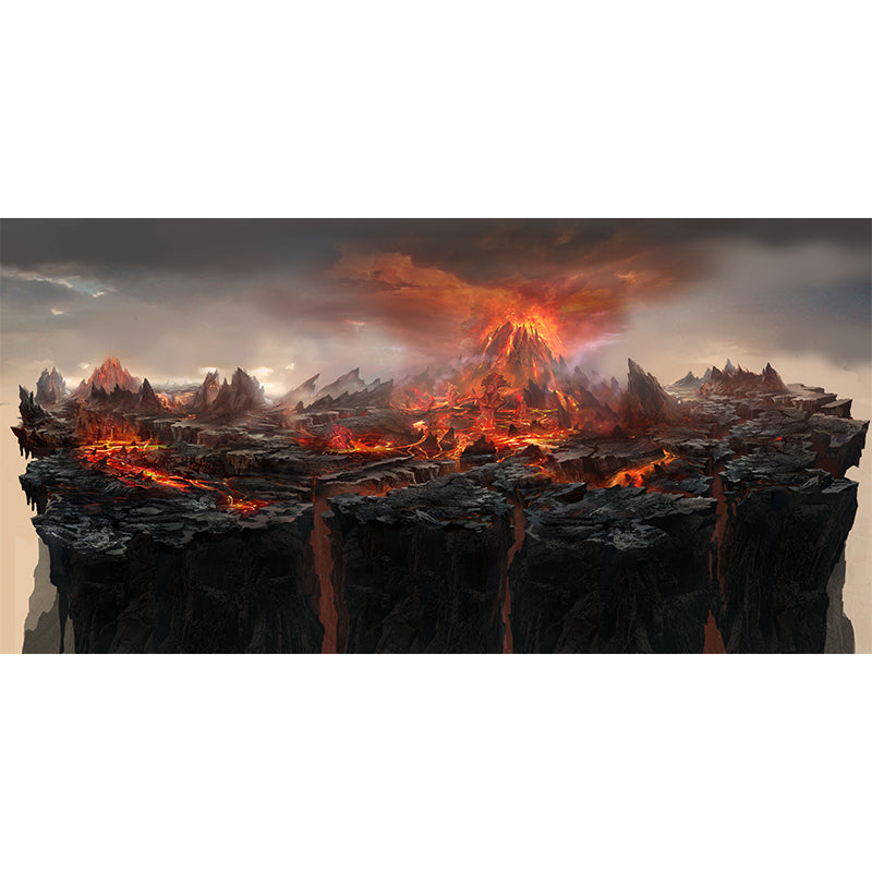 Photography of Volcano Eruption Mural for Accent Wall, Black-Red ...