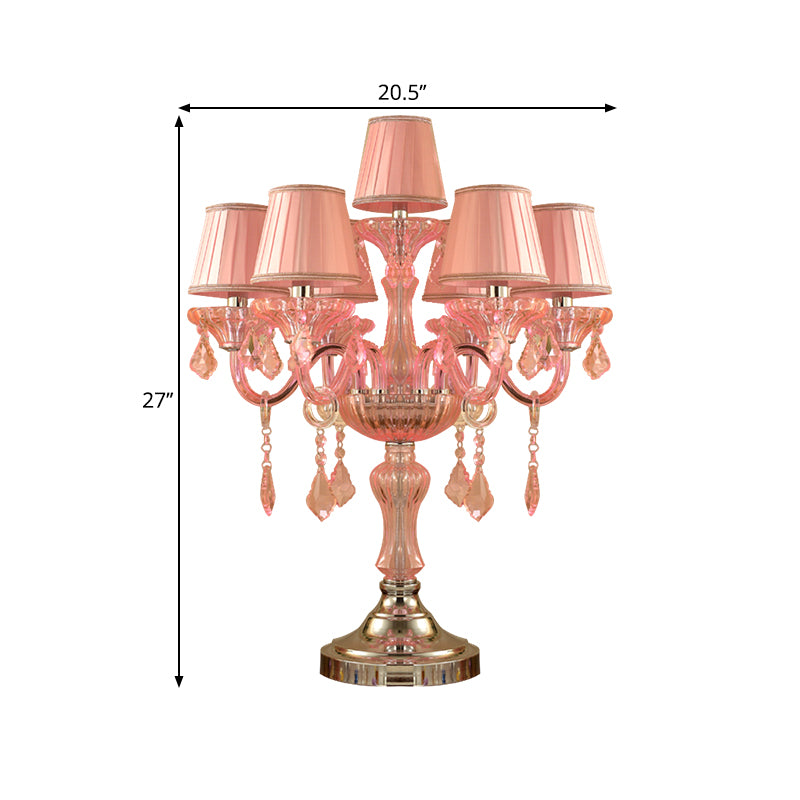Candle Bedroom Table Light Traditional Crystal Spears 5/6/7 Bulbs Pink ...