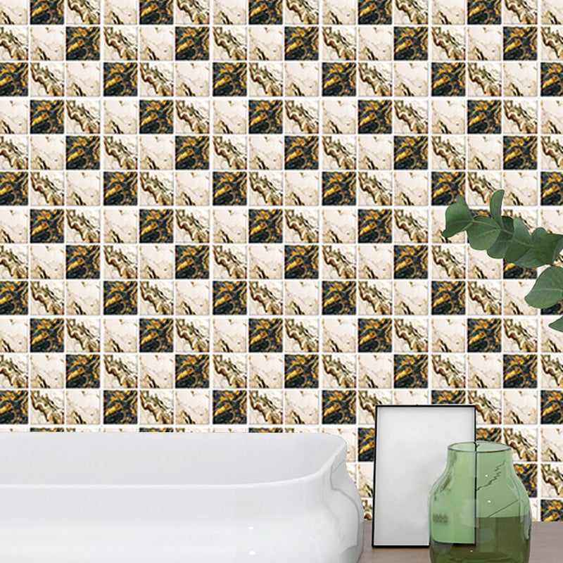 Modernist Mosaic Marble Look Wallpapers Brown Peel and Stick Wall Decor ...