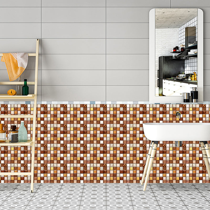Temporary Mosaic Tile Wallpaper Panels 10 Pcs Modern PVC Wall Covering ...