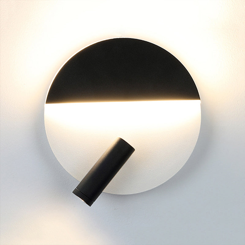 Black/White Round Wall Lamp LED Modern Simple Metallic Wall Light with ...
