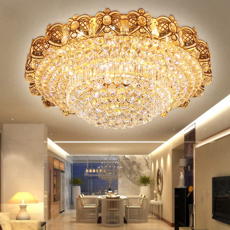 Contemporary Crystal Ceiling Light Fixture Integrated Led Round Flush ...