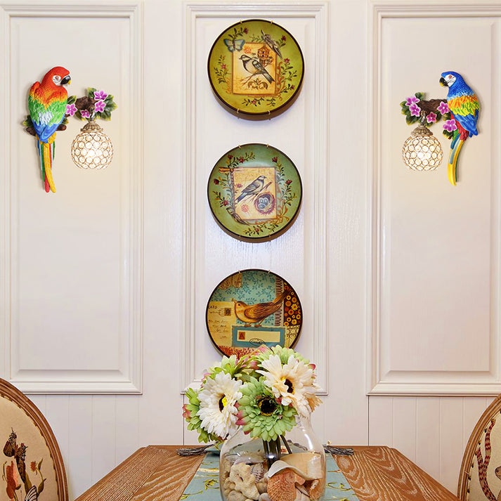Loft Style Parrot Wall Sconce Resin 1 Head Wall Lighting with Dome ...