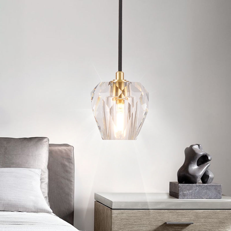 1 Light Faceted Hanging Ceiling Light with Tapered Shade Contemporary ...