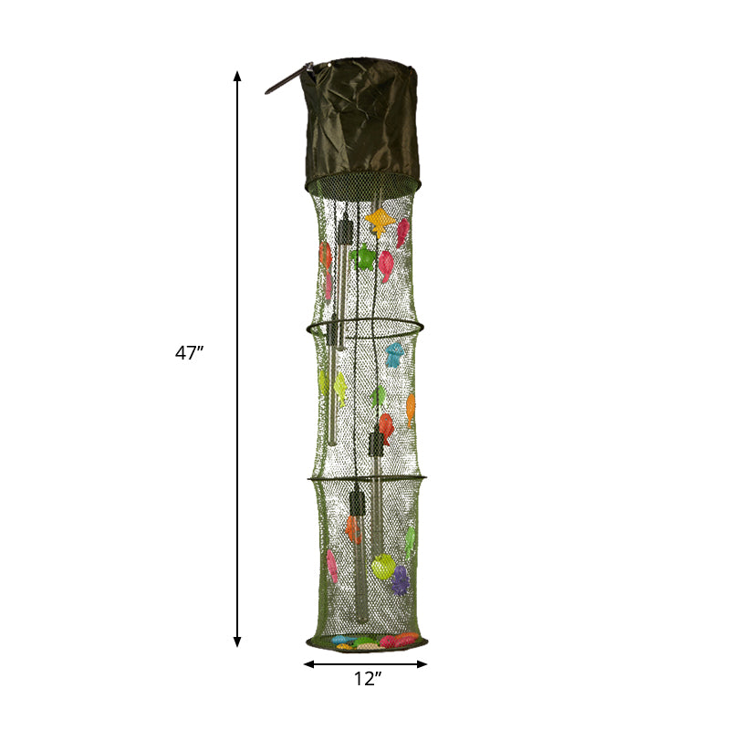 Creative Cylindrical Finishing Net Pendant Light with Fish Deco Fiber ...