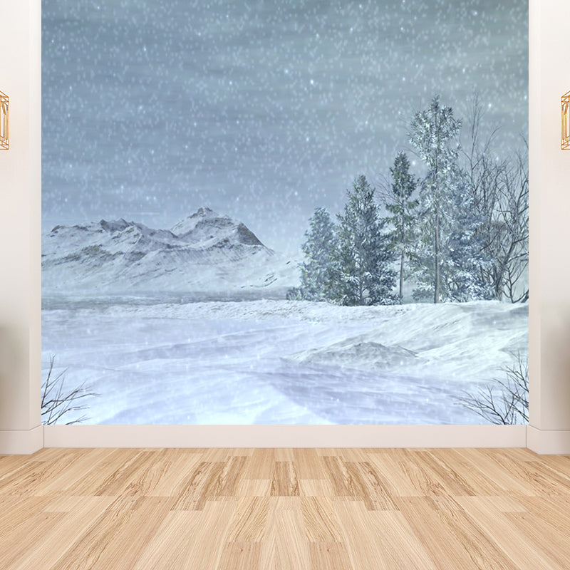 Giant Contemporary Wall Mural in White Plain Snow Scene Wall Decor ...