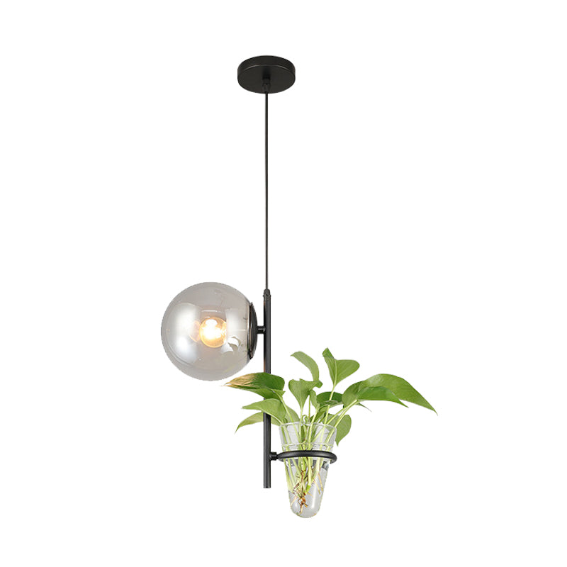 Black/Gold 1 Light Ceiling Pendant Retro Metal Ball LED Drop Lamp with ...