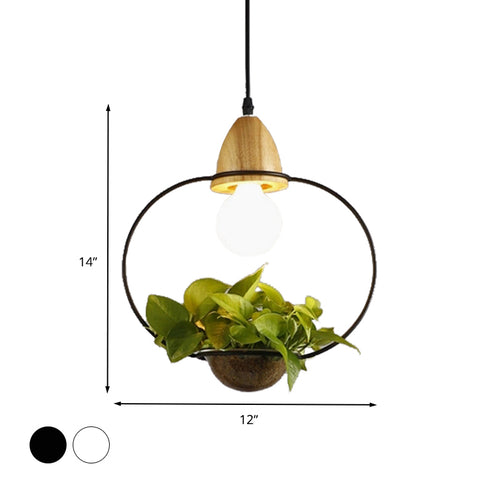 Black/White 1 Bulb Drop Pendant Industrial Metal Oval/Rectangle/Urn LED ...