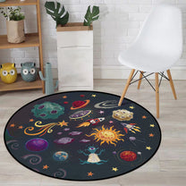 Kids Bedroom Rug in Black Outer Space Alien Planet Rocket Print Rug ...