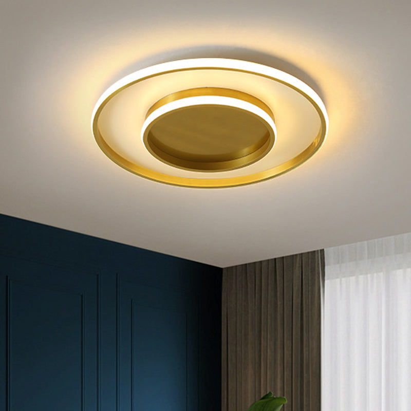 Metal Round Flush Mount Lighting Minimalism LED Ceiling Lamp Fixture in ...