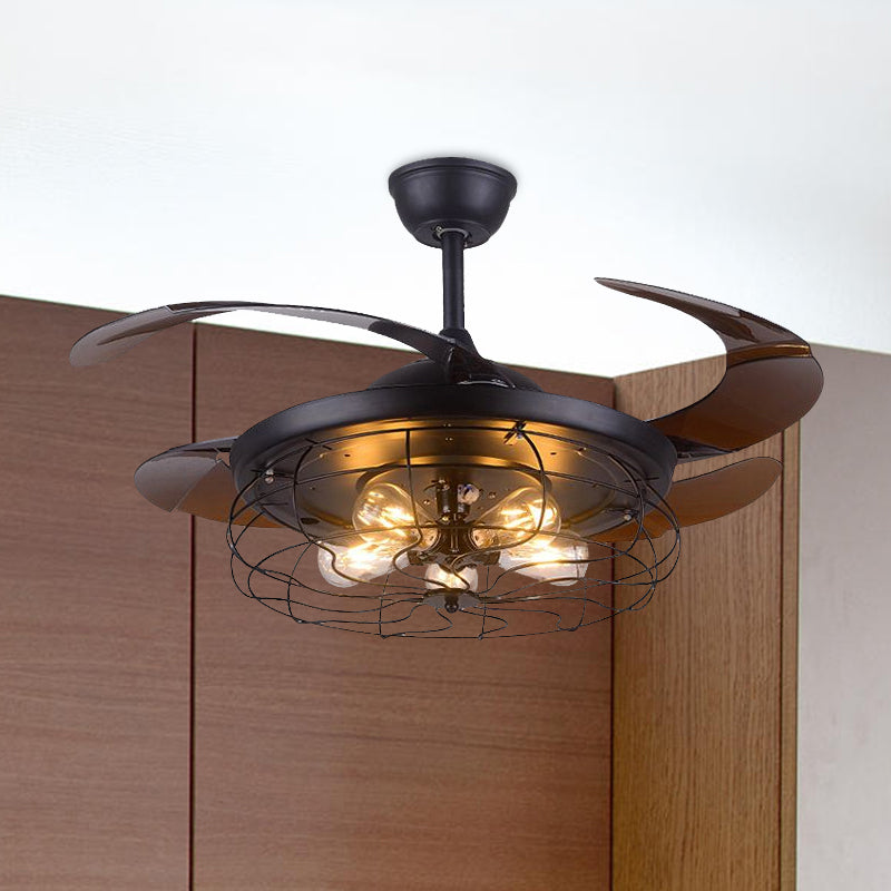 Wire Cage Metallic Semi Flush Lighting Vintage 5 Heads Living Room Wall ...