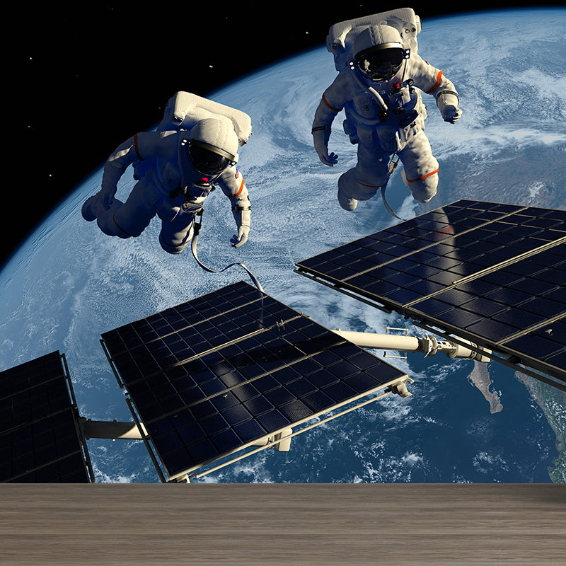 Stain-Proof Astronaut and Earth Mural Fictional Non-Woven Wall Art ...