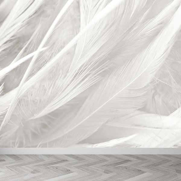 Stacked Bird Feather Mural Wallpaper Contemporary Non-Woven Texture ...