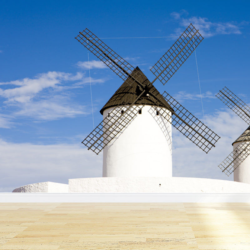 Delectable Windmill Mural Wallpaper for Dining Room Spring Wall Decor ...