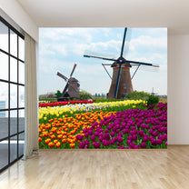 Large Static Windmill Mural Wallpaper Modern Landscape Wall Decor in ...