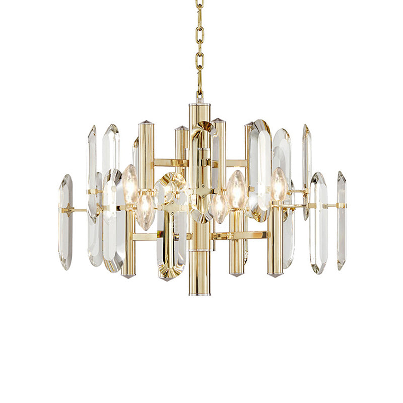 Gold Radial Ceiling Pendant Contemporary 8 Lights Crystal Panel ...