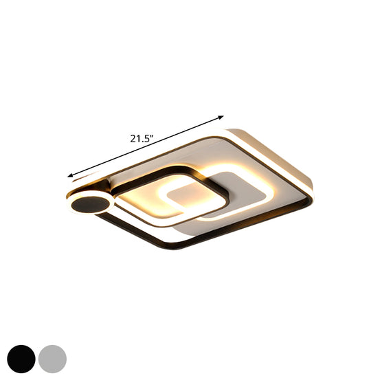Acrylic Square Flush Mount Lamp Nordic Style Black/White LED Ceiling ...