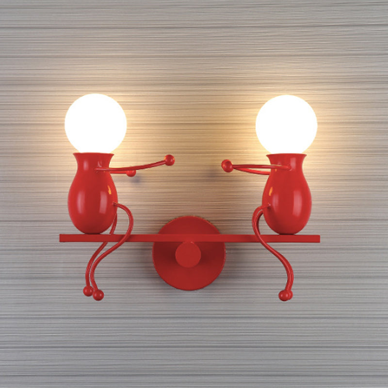 Black/White/Red Child-Like Wall Mount Lamp Kids 2 Heads Metal Wall ...
