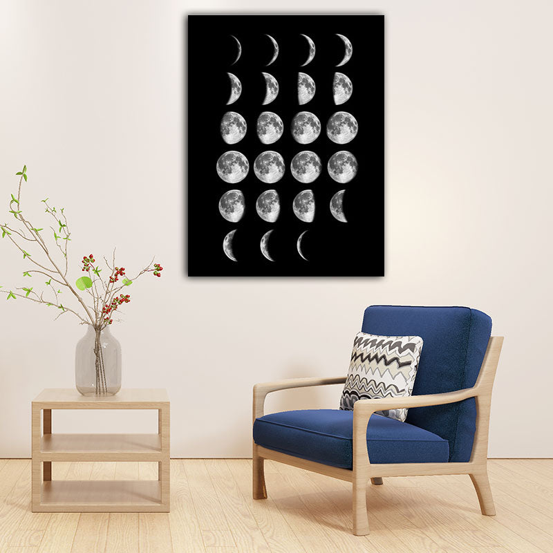 Lunar Eclipse Canvas Art Minimalist Textured Surface Childrens Bedroom ...