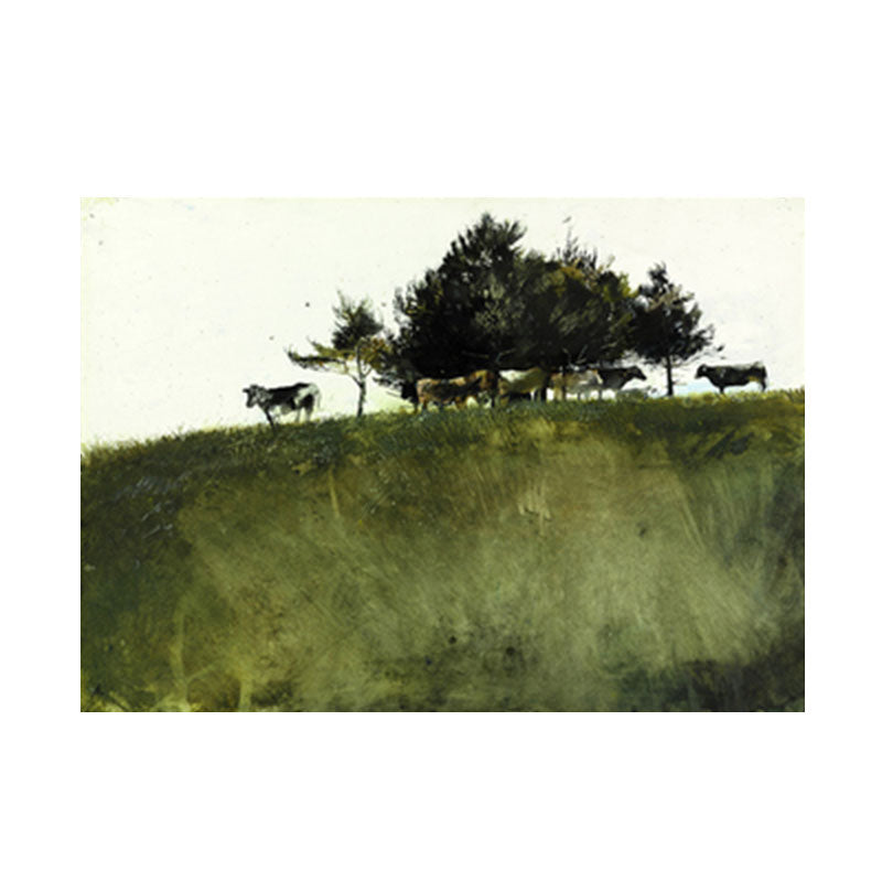 Rust Grassland Scenery Painting Dark Color Textured Wall Art Print for ...