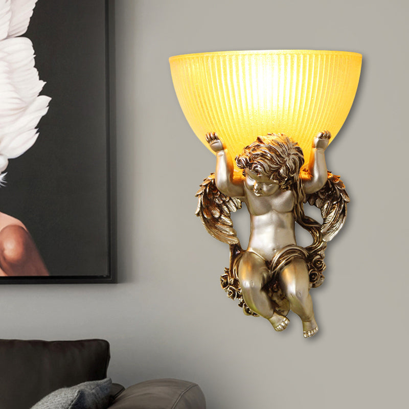Single Bulb Angel Wall Lighting Vintage Silver/White/Beige Resin Wall ...