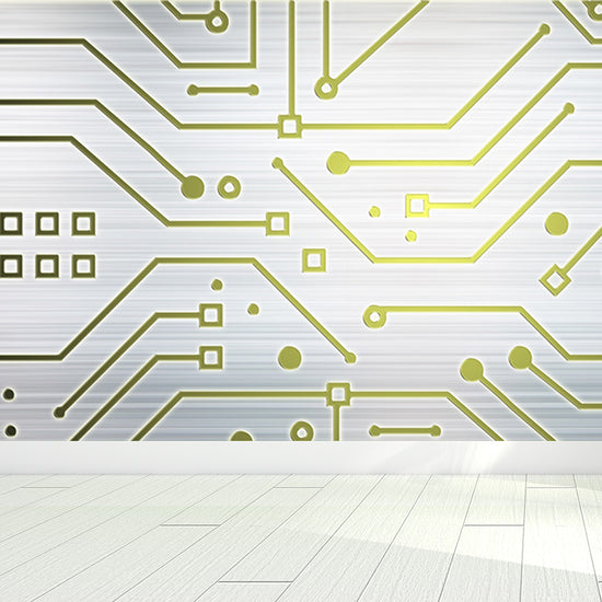 Industrial Circuit Board Mural Non-Woven Texture Waterproof Light Gray ...