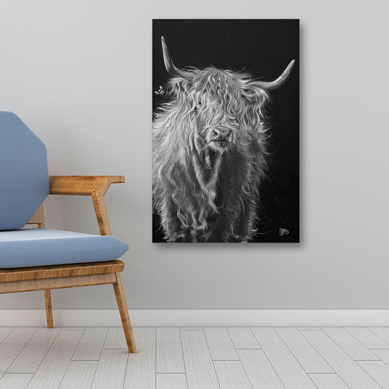Yak Canvas Print Contemporary Textured Wall Art in Grey for House ...