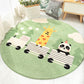 Stylish Kids Rug in Green and Brown Animal Cat Leopard Rabbit Pattern ...
