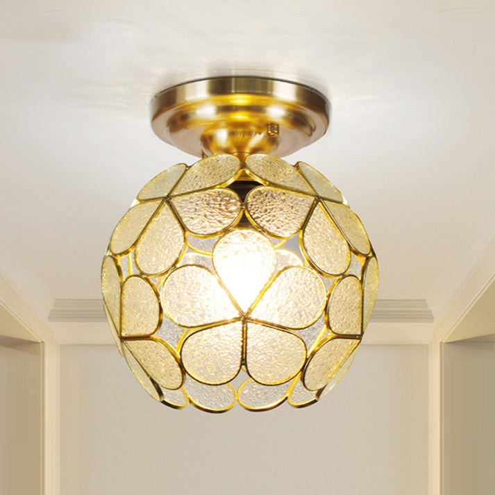 Single Light Flower Ceiling Fixture Victorian White/Pink/Orange Stained ...