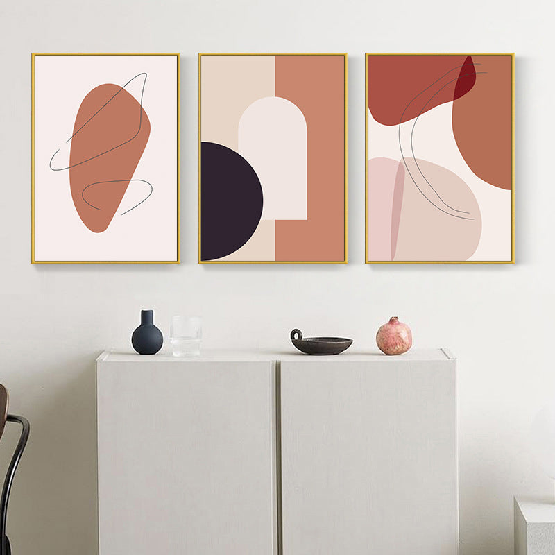 Scandinavian Abstract Figure Wall Art Canvas Decorative Orange Painting ...