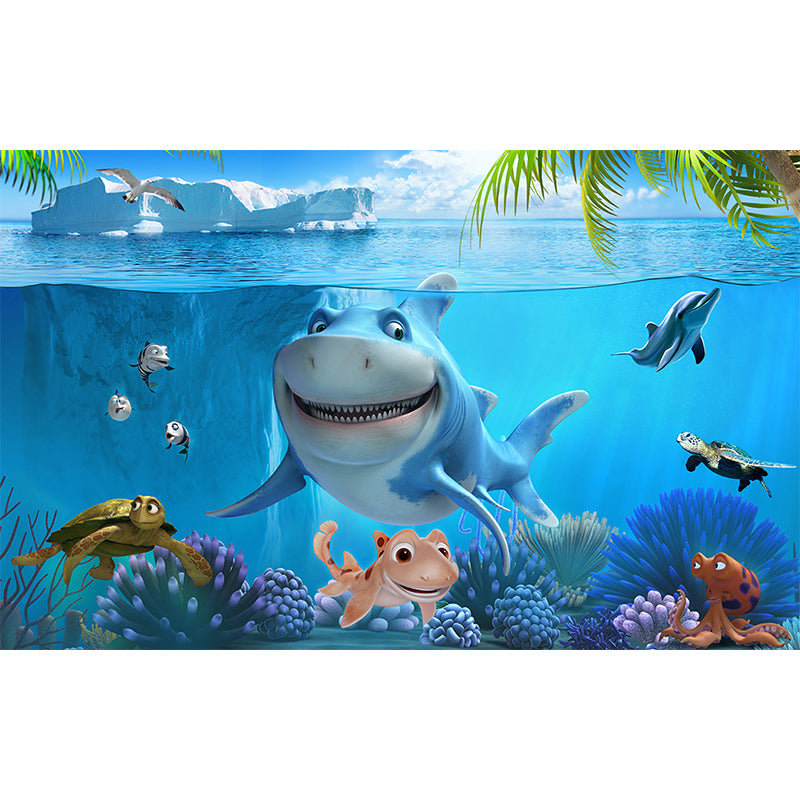 Large Underwater Wall Mural Blue Non-Woven Material Wall Decor ...