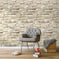 Removable Faux Rock Brick Wallpaper Industrial PVC Wall Covering, 19.5 ...