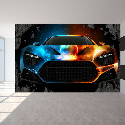 Light Color Car Mural Wallpaper for Decoration Industrial Living Room ...