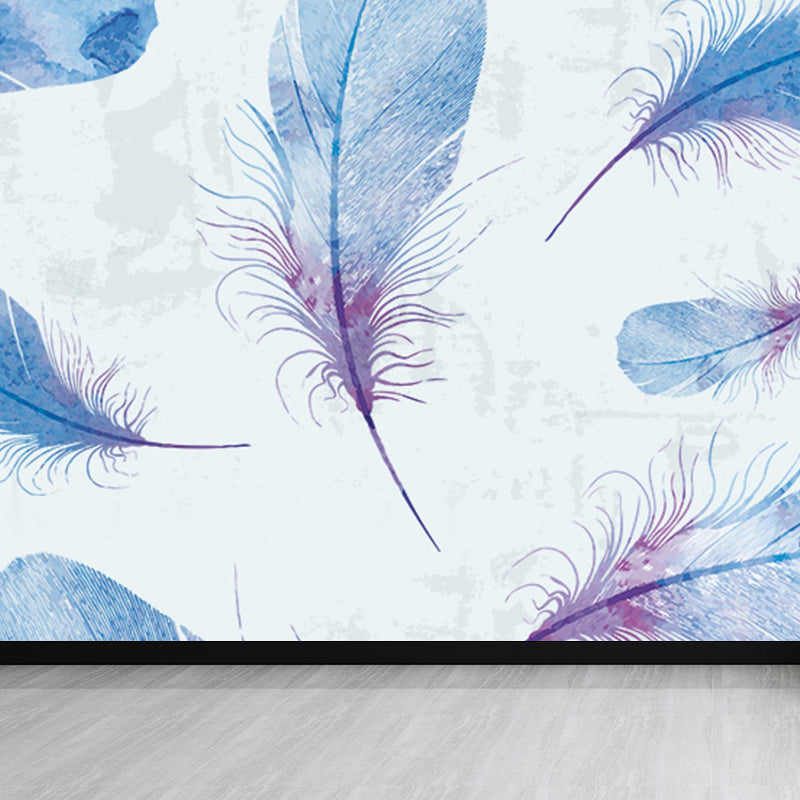 Giant Contemporary Wall Mural in Pastel Color Bird Feather Wall Decor ...