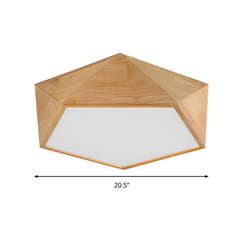 16.5"/20.5" Width Wood Pentagon Ceiling Fixture Porch Stair Japanese ...