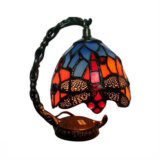 Rustic Mini Table Lighting with Curved Arm and Grape/Flower/Dragonfly ...
