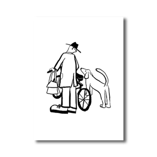 Mans Leisure Time Drawing Canvas in Black and White Minimalism Wall Art ...