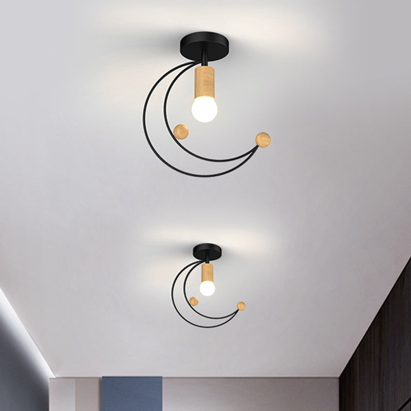 Metallic Crescent Ceiling Light Modernism 1 Bulb Semi Flush Mount ...