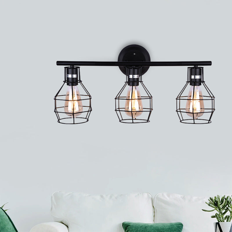 Industrial Torpedo Cage Wall Lamp 3 Lights Metallic Wall Lighting ...