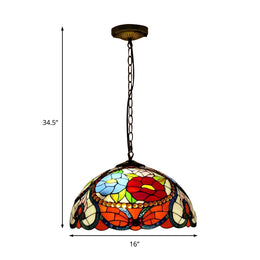 3 Bulbs Bloom Ceiling Lamp Victorian Red/Yellow/Red-Yellow-Blue-Green ...