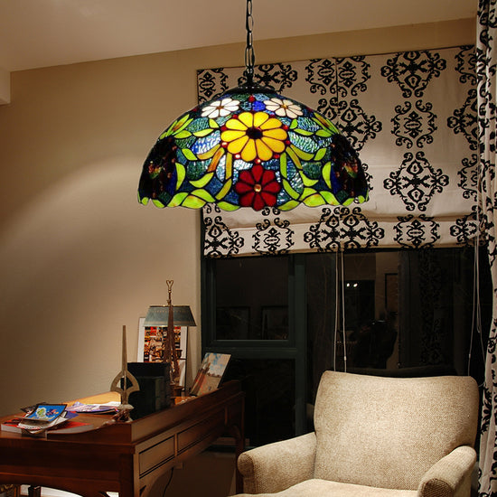 3 Bulbs Bloom Ceiling Lamp Victorian Red/Yellow/Red-Yellow-Blue-Green ...