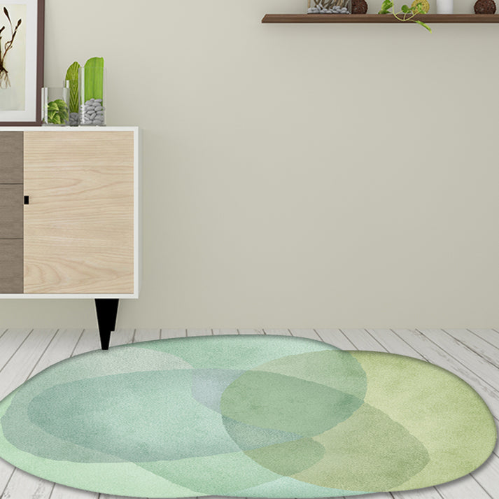 Green and Grey Irregular Rug Bedroom Novelty Colorblock Pattern Area ...