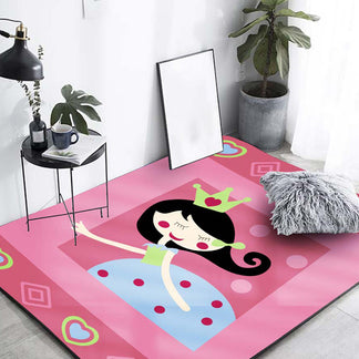 Cute Cartoon Character Pattern Rug Pink Kids Rug Polyester Washable Pet ...