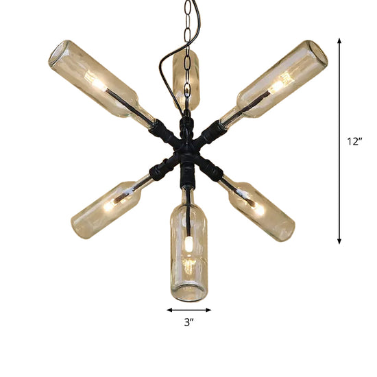 Glass Clear/Blue Pendant Light Bottle Shade 2/4/6 Lights Industrial ...
