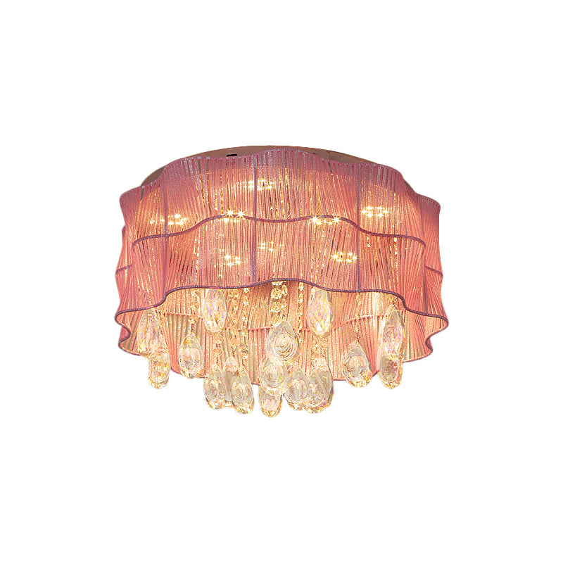 Flower Bedroom Flushmount Lighting Fabric LED Minimalist Ceiling ...